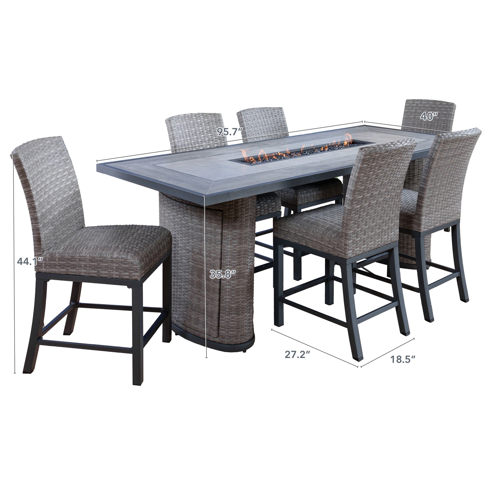 Parson 7-piece Fire Outdoor High Dining Set